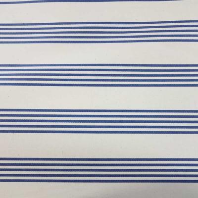 Tissu Enduit 100 % coton CABANA RAYURES BLEUES